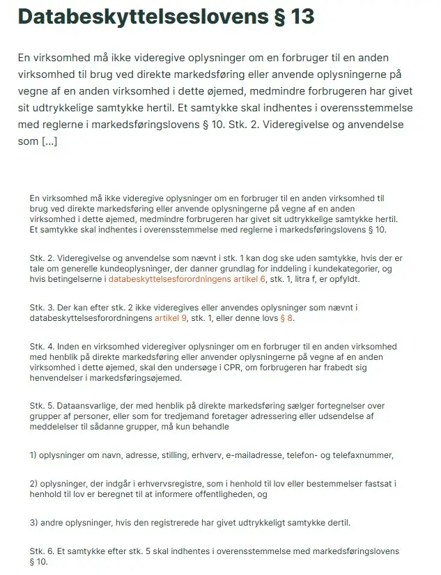 Databeskyttelseslovens § 13 - GDPR.DK