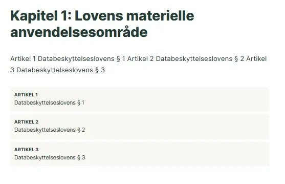 Kapitel 1: Lovens materielle anvendelsesområde - GDPR.DK
